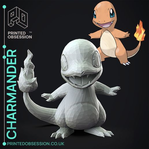 🐉 Charmander - Pokemon - Low Poly Fan Art・Free 3D File for ・Cults