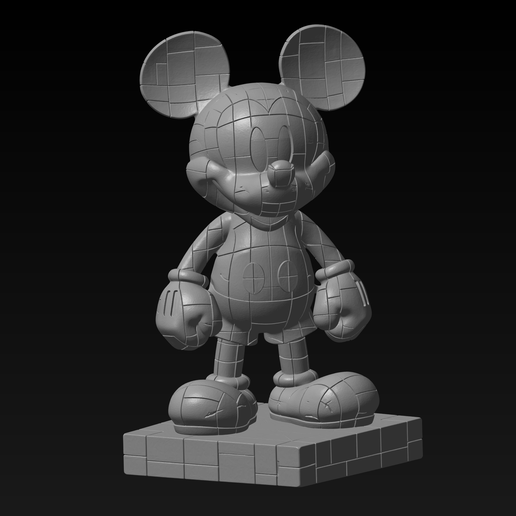 🐁 Modern Mickey Mouse 3D STL File for Printing - Tiled Art Style Figure ...