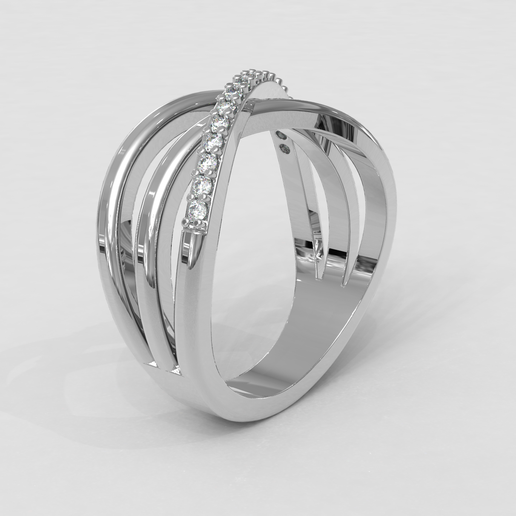 Criss Cross Diamond Ring・ STL File for 3D printing・Cults
