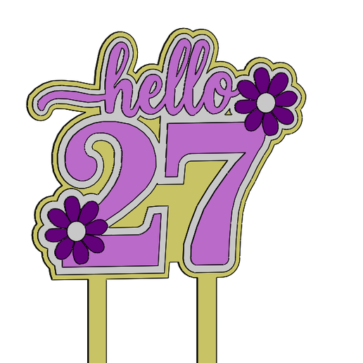 🍰 Cake Topper Hello 27・ STL File for 3D printing・Cults