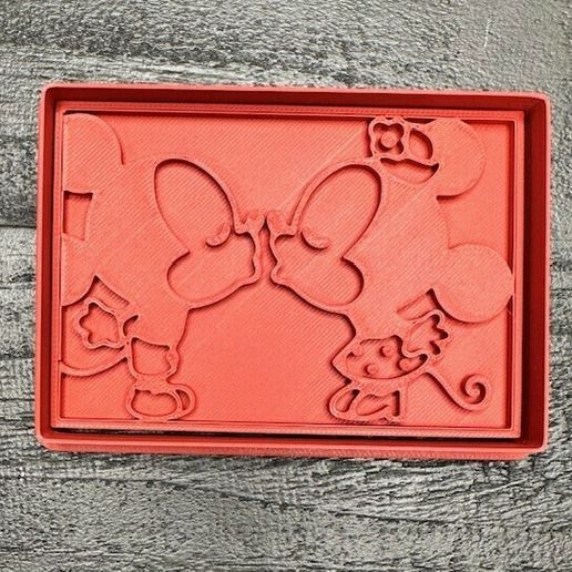 💋 Tampon et emporte-pièce Mickey et Minnie Kiss・Fichier STL pour ・Cults