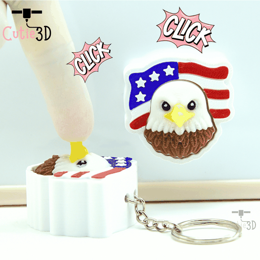 👨‍🦲 Cutie3D American Flag Bald Eagle for July 4th Fidget Clicker ...