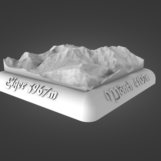 STL file Eiger, Mönch, Jungfrau, Grindelwald Mountain Model ⛰️ ・3D ...