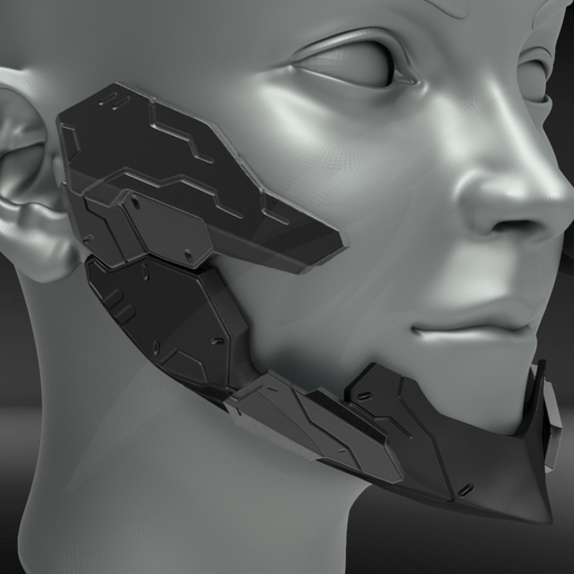 🥷 Cyborg Jaw Armor V2・ STL File for ・Cults