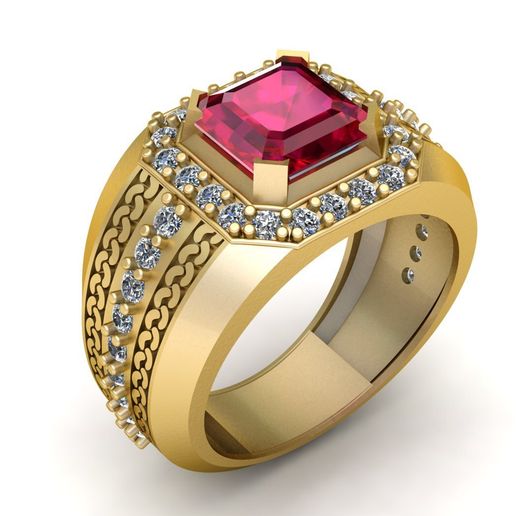 💎 LUXURY GOLDEN RUBY RING 3D PRINTABLE MODEL・ STL File for 3D printing・Cults