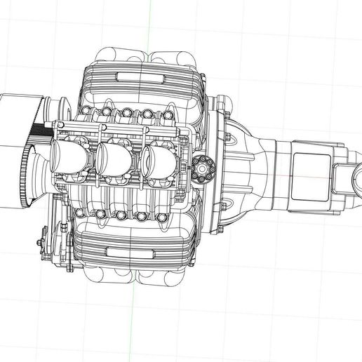🚗 Cartoon V8 vintage engine・ OBJ File for ・Cults