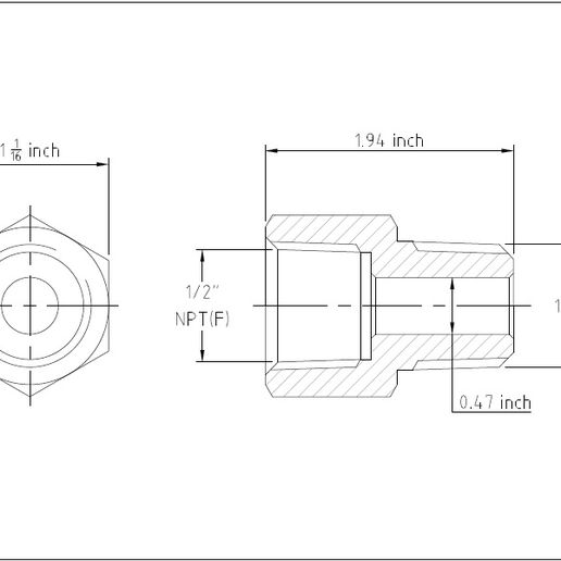♂️ 1/2" NPT Male to Female Adapter・ STL File for 3D printing・Cults