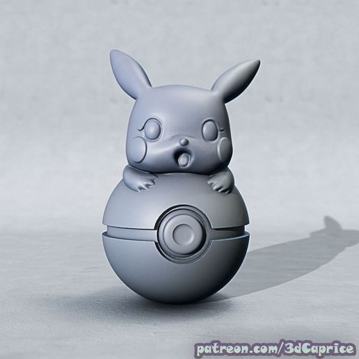 🐉 Pikachu on a Poké ball・ STL File for 3D printing・Cults