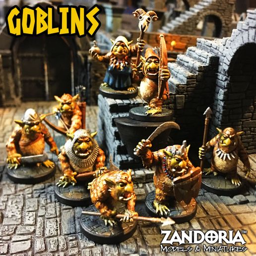 🎲 Goblins, Tabletop RPG Miniatures, Set of 8・ 3D File for 3D printing・Cults