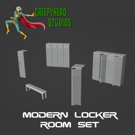 🎲 Modern 28mm Scale Locker Room Furniture Set STL – 3D Printable ...