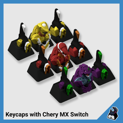 ⌨️ Evangelion keycaps - Eva 00, Eva 01, Eva 02・ STL File for 3D ...