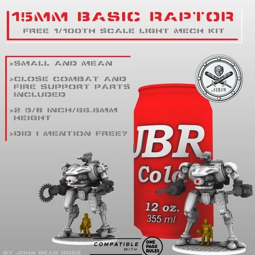 🆓 FREE-15mm (1/100th Scale) Basic Raptor・Free STL File for 3D printing ...