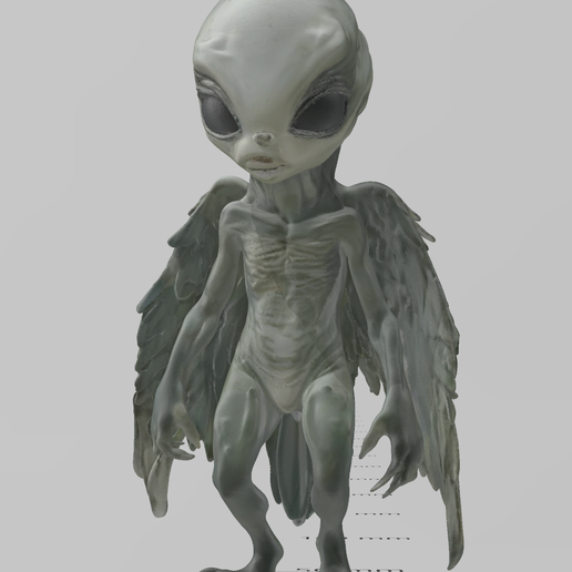 👽 D45 Alien with angel wings・ STL File for 3D printing・Cults