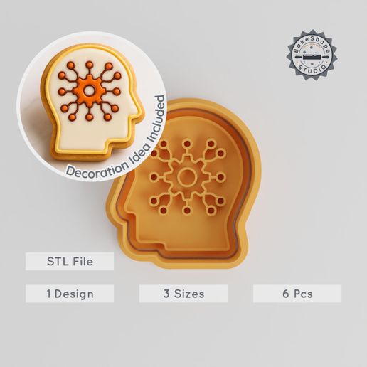 🧠 Cybernetic Brain Shape Cutter & Stamp Set, Perfect for Cookies ...