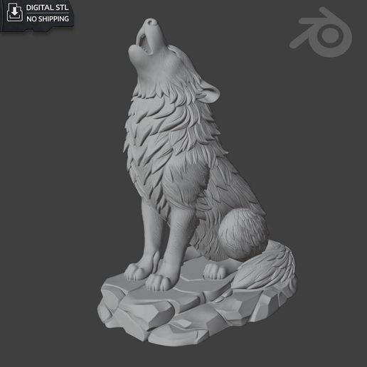 🐺 Howling Wolf Statue STL - Single-Color 3D Printable Figurine・ 3D File ...