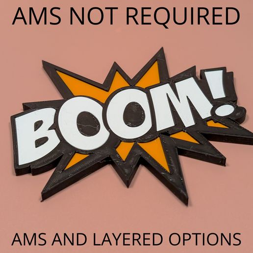 📚 Comic Book BOOM Sign (AMS and NON AMS Versions)・ STL File for 3D ...