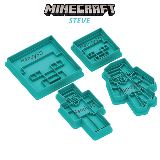 🍪 Minecraft Steve Cookie Cutter Set - Face (5 & 8cm) + Body Designs ...