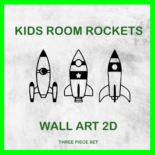 STL file KID'S ROOM ROCKETS WALL ART 2D 🎨 ・3D print object to download・Cults
