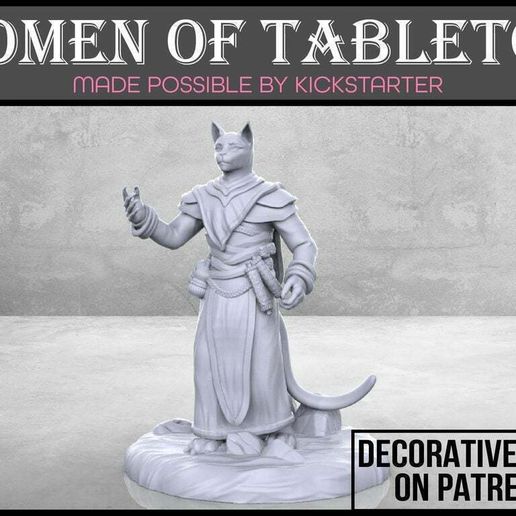 🎲 Catfolk Cleric - Tabletop Miniature・ STL File for ・Cults