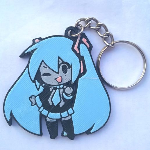 🗝️ Chibi Hatsune Miku Keychain・Free STL File for 3D printing・Cults
