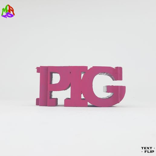 🐖 Text Flip - Pig・Free STL File for 3D printing・Cults