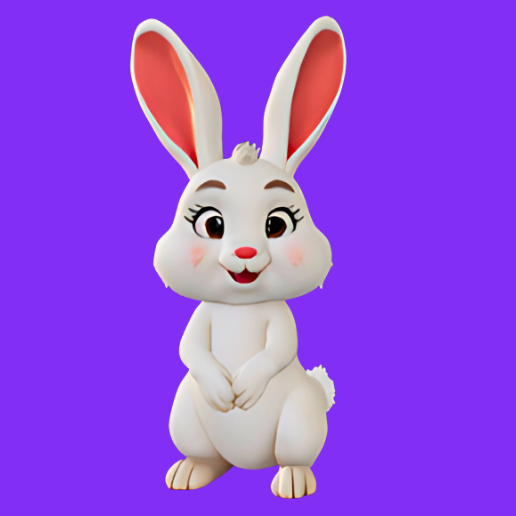 🐇 Cheerful White Cartoon Rabbit・ STL File for 3D printing・Cults