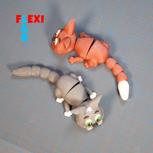 🐱 Movable cat with big eyes - FLEXI LAB・ STL File for 3D printing・Cults