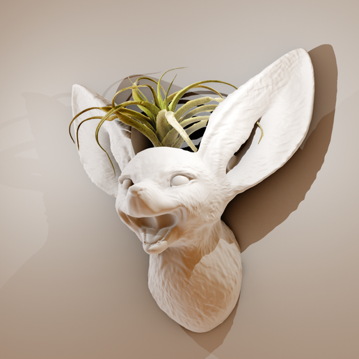 🦊 Fennec fox head wall mount planter screaming pot flower vase stl・ STL ...