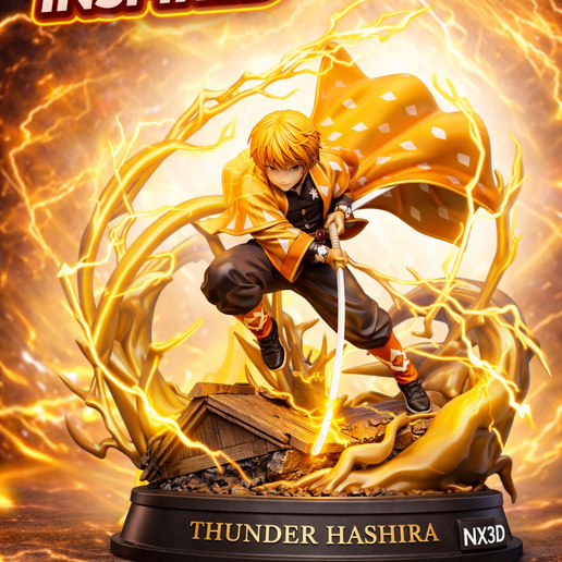 🌩️ Thunder Style Anime Warrior・ 3D File for 3D printing・Cults