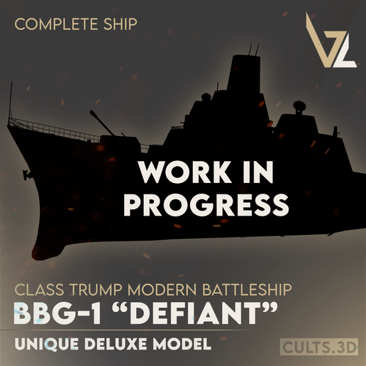 🌊 BBG-1 "Defiant" Trump Class Battleship・ STL File for 3D printing・Cults