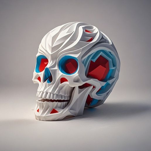 🎨 2982 Color 3D Model of a Halloween Skull - Totem Style, Halloween ...