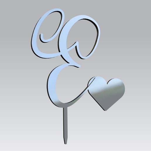 🍰 Custom Initial Cake Topper with Heart – Letter E・ STL File for 3D ...