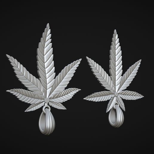 💐 Hemp Cannabis Leaf Pendant 3D Model・ STL File for 3D printing and CNC ...