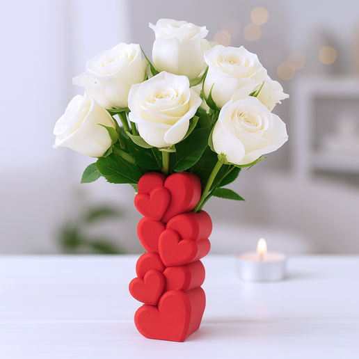 🥰 3D Hearts Love Vase | Stacked Heart Flower Vase | Romantic ...