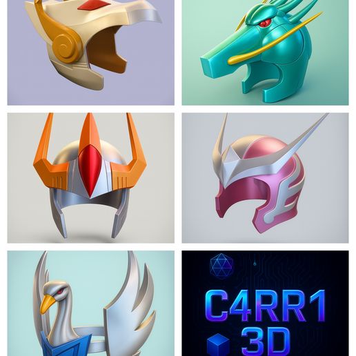 🪖 Saint Seiya – Pack 5 Bronze Saints Helmets STL + OBJ + Textures ...