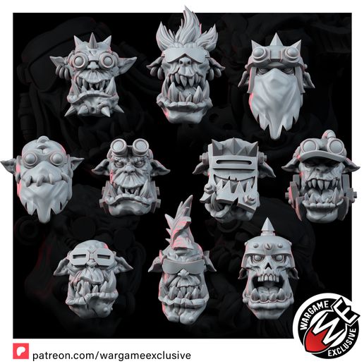 🎲 ORK HEADS SET・ 3D File for 3D printing・Cults