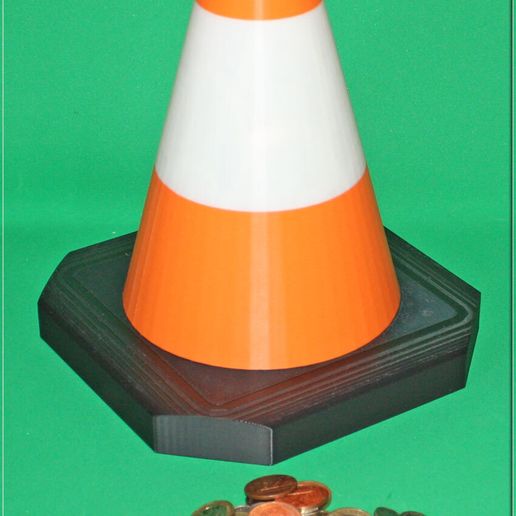🚦 Traffic Cone Coin Bank - Money Box・Free STL File for 3D printing・Cults