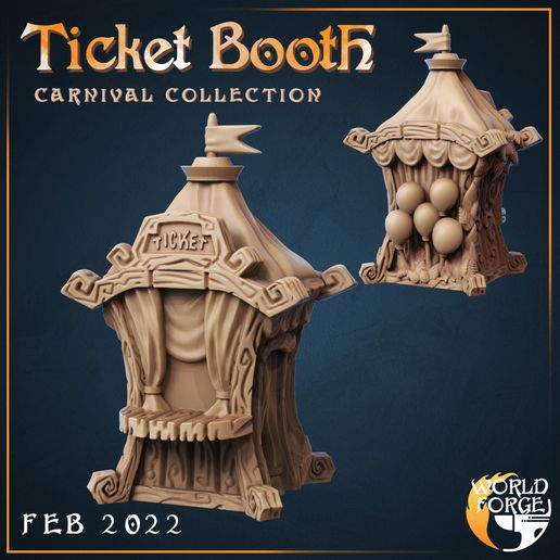 🎫 Carnival Ticket Booth - Terrain・Free 3D File for 3D printing・Cults