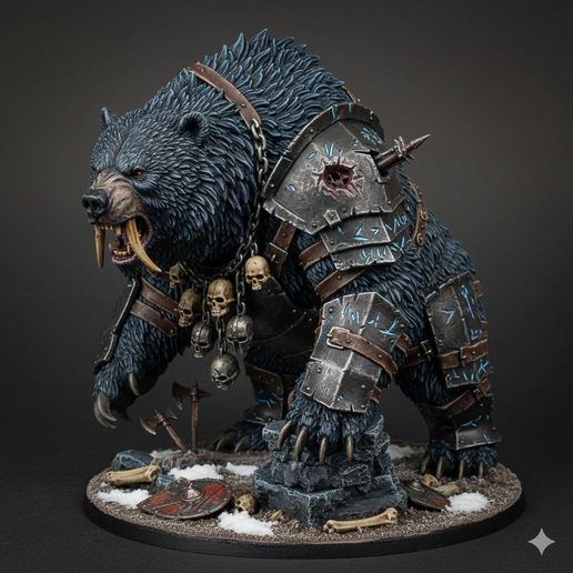 🐻 Armored Bear – Rune Beast・ STL File for 3D printing・Cults