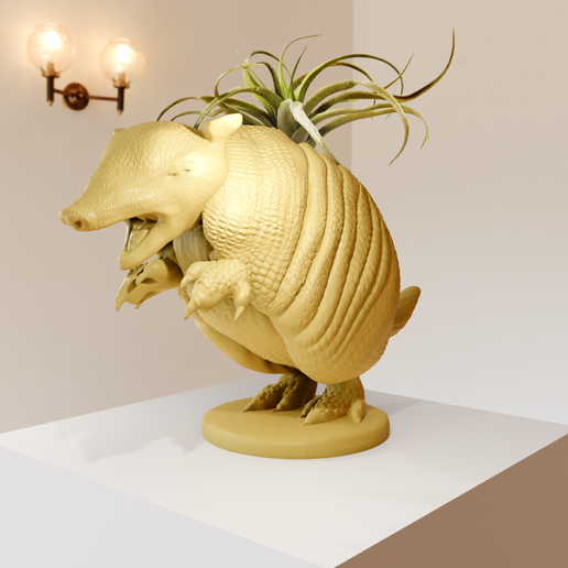 STL file armadillo standing mouth open planter pot flower vase stl 👄 ...