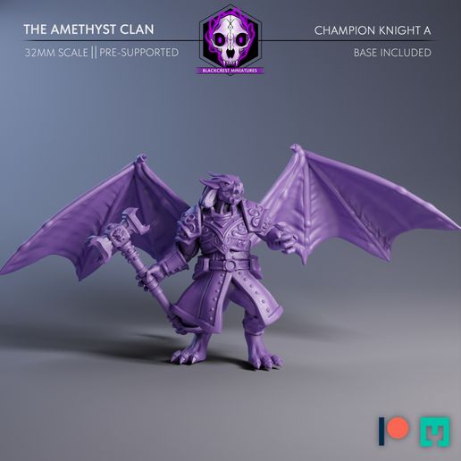 🎲 The Amythyst Clan | Champion Knight A・ 3D File for 3D printing・Cults