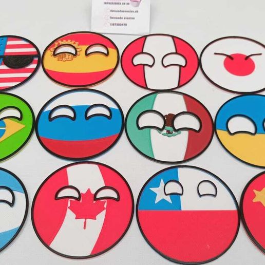 🖼️ Countryballs de varios paises 2D multicolor・Archivo STL para ...