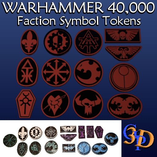 ⚔ Warhammer 40k Faction Symbol Game Piece Tokens 16 WH40k Factions・Free ...