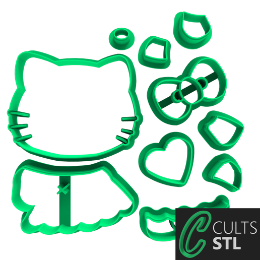 STL file HELLO KITTY CUTTER - 7cm 👋 ・3D printing template to download・Cults
