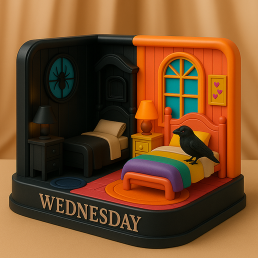 🧛 Wednesday Room Diorama・ STL File for 3D printing・Cults