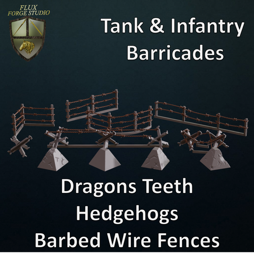 🪖 Tank Traps and Barbed Wire – Set 1・ 3D File for ・Cults