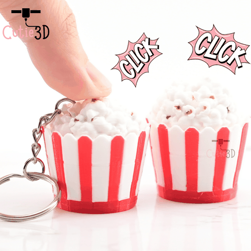 👌 Cutie3D Twisty Keycap Fidget Clicker Popcorn Bucket Keychain - Cute ...