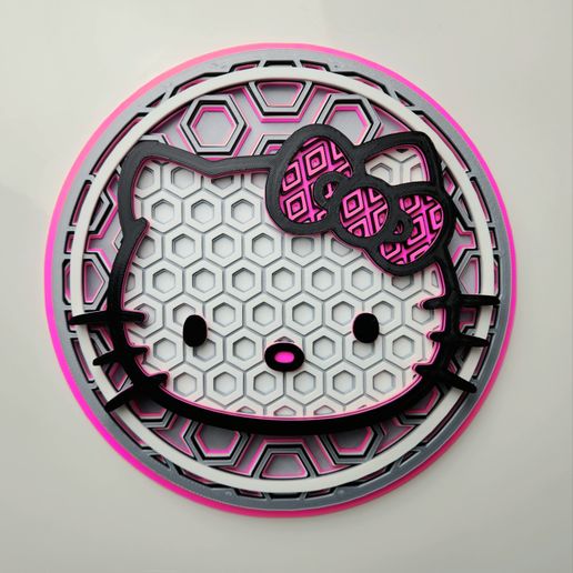 👋 Hello Kitty Dimensional Mosaic・ 3MF File for 3D printing・Cults