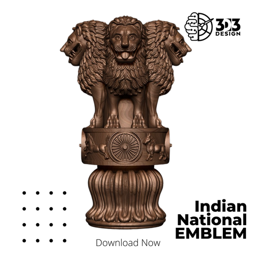 🦁 Indian National Emblem The Lion Emblem Ashok Stambh・ STL File for ・Cults