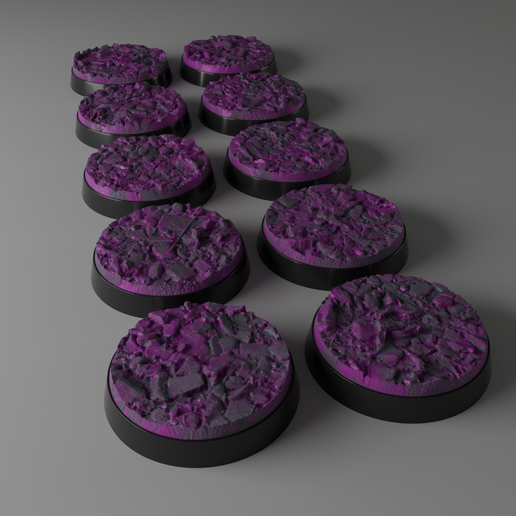 STL file 10x 28mm base with gravel v2 (+toppers) 🔨 ・3D print design to ...